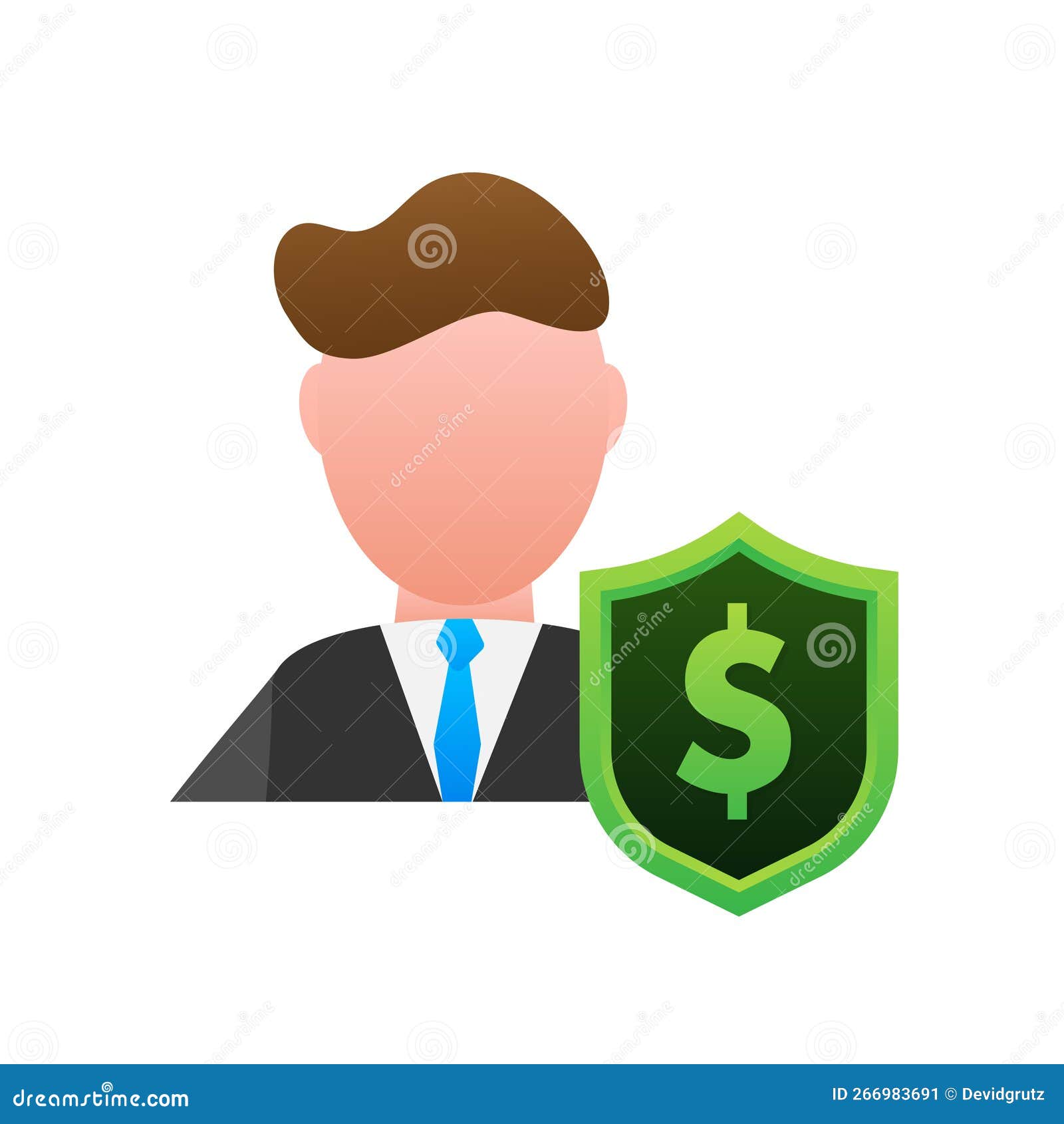 Beneficiary Sign, Man And Shield. Vector Stock Illustration ...