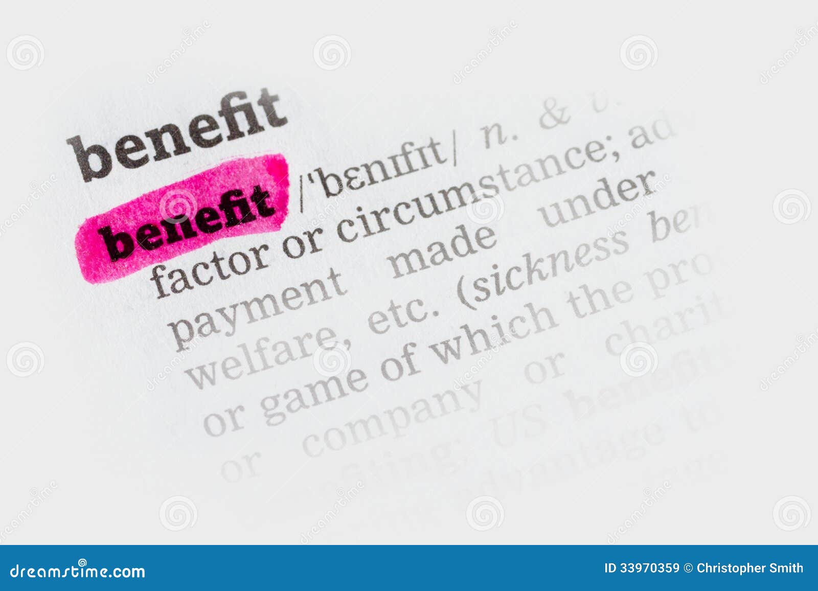 Benefit Dictionary Definition Stock Image - Image of page, soft: 33970359