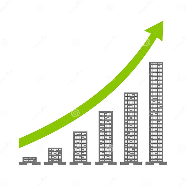 Benefit Graph with Buildings Stock Vector - Illustration of progress ...