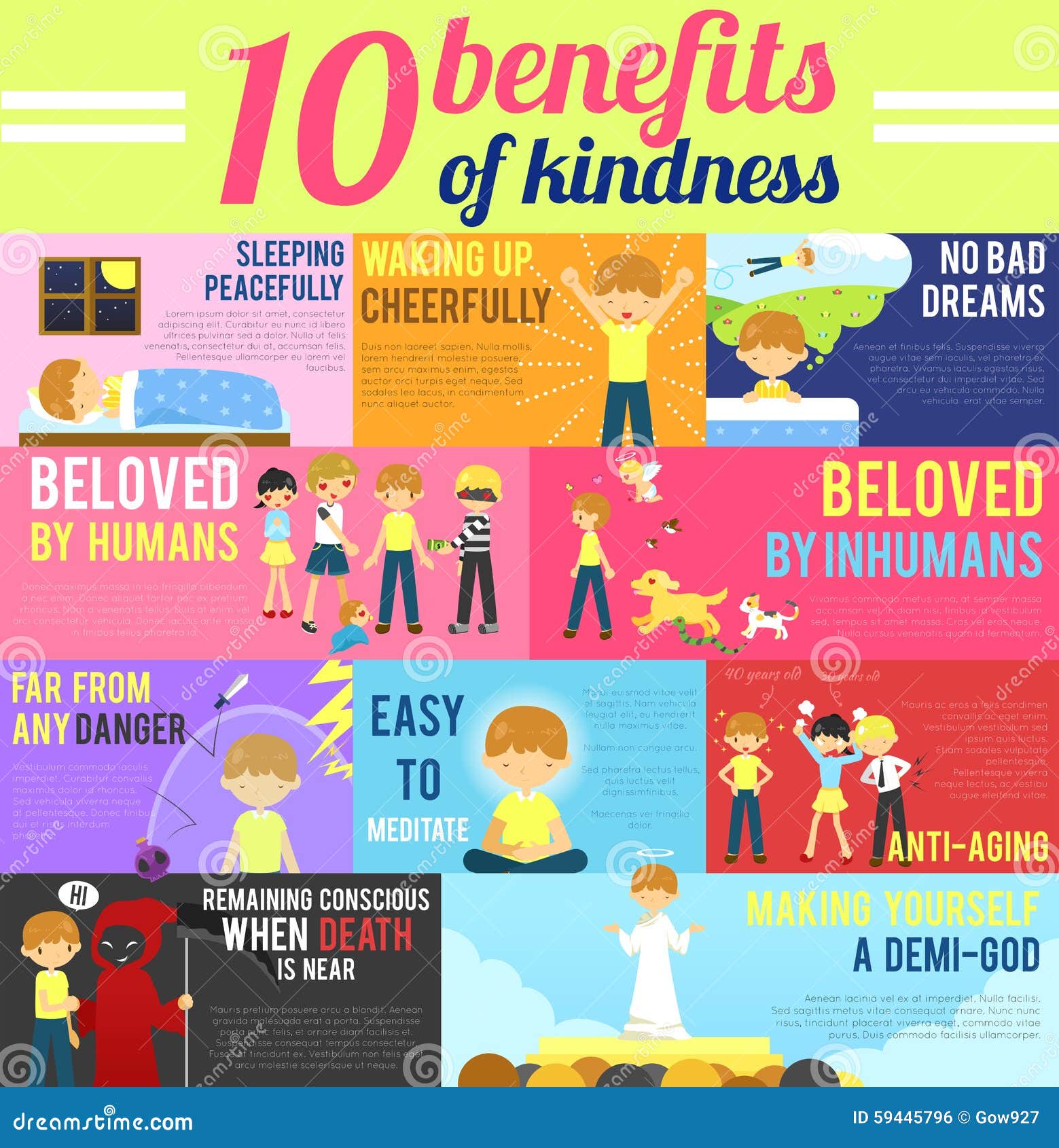 10 Benefits Advantage of Love and Kindness in Cute Cartoon Infog Stock ... 10 Benefits Advantage of Love and Kindness in Cute Cartoon Infog Stock ...