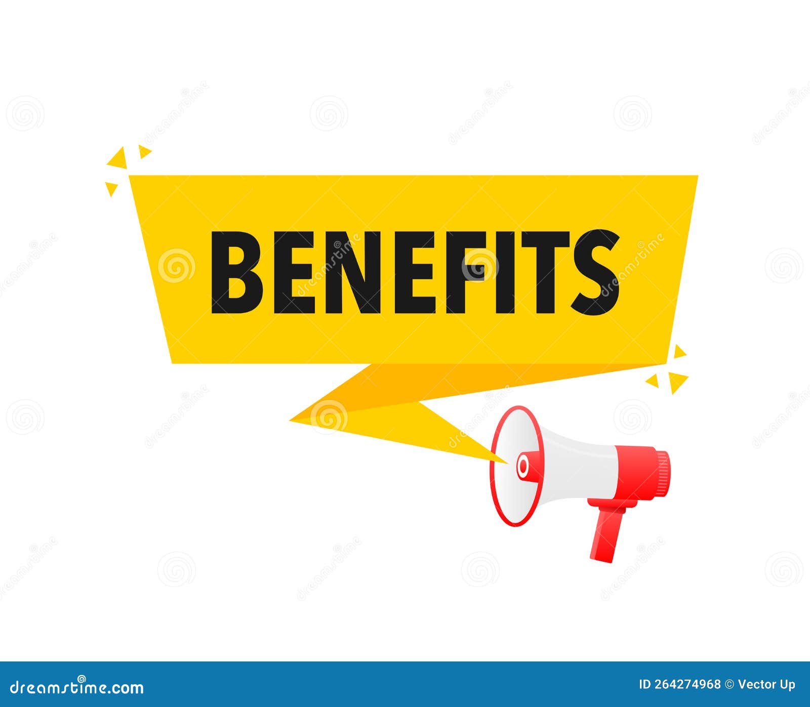 Benefits Announcement Megaphone Label. Loudspeaker Speech Bubble. Stock ...