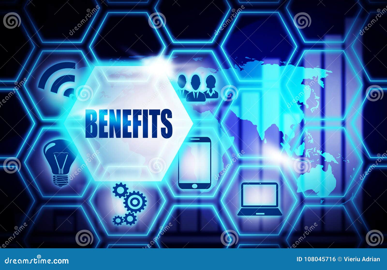 Benefits Blue Background Model Concept Stock Illustration ...