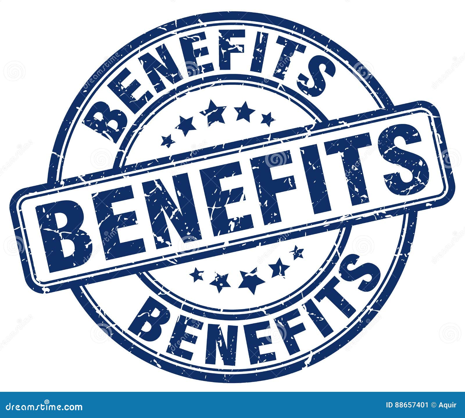 Benefits Blue Grunge Round Vintage Stamp Stock Vector - Illustration of ...