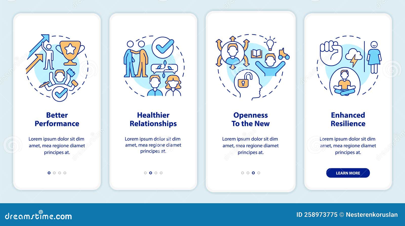 Benefits of Confidence Onboarding Mobile App Screen Stock Vector ...