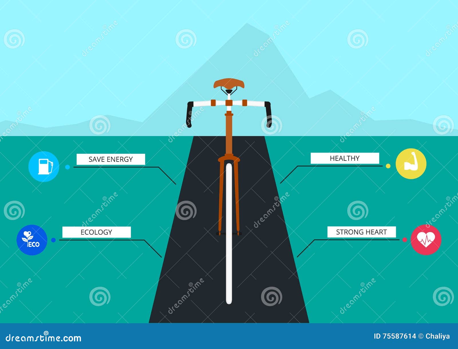 The Benefits of Cycling. Bicycle Infographics Template Stock Vector ...