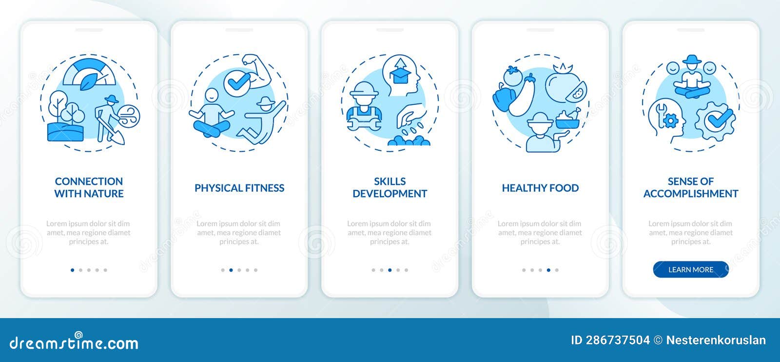 Benefits of Farm Work Blue Onboarding Mobile App Screen Stock ...