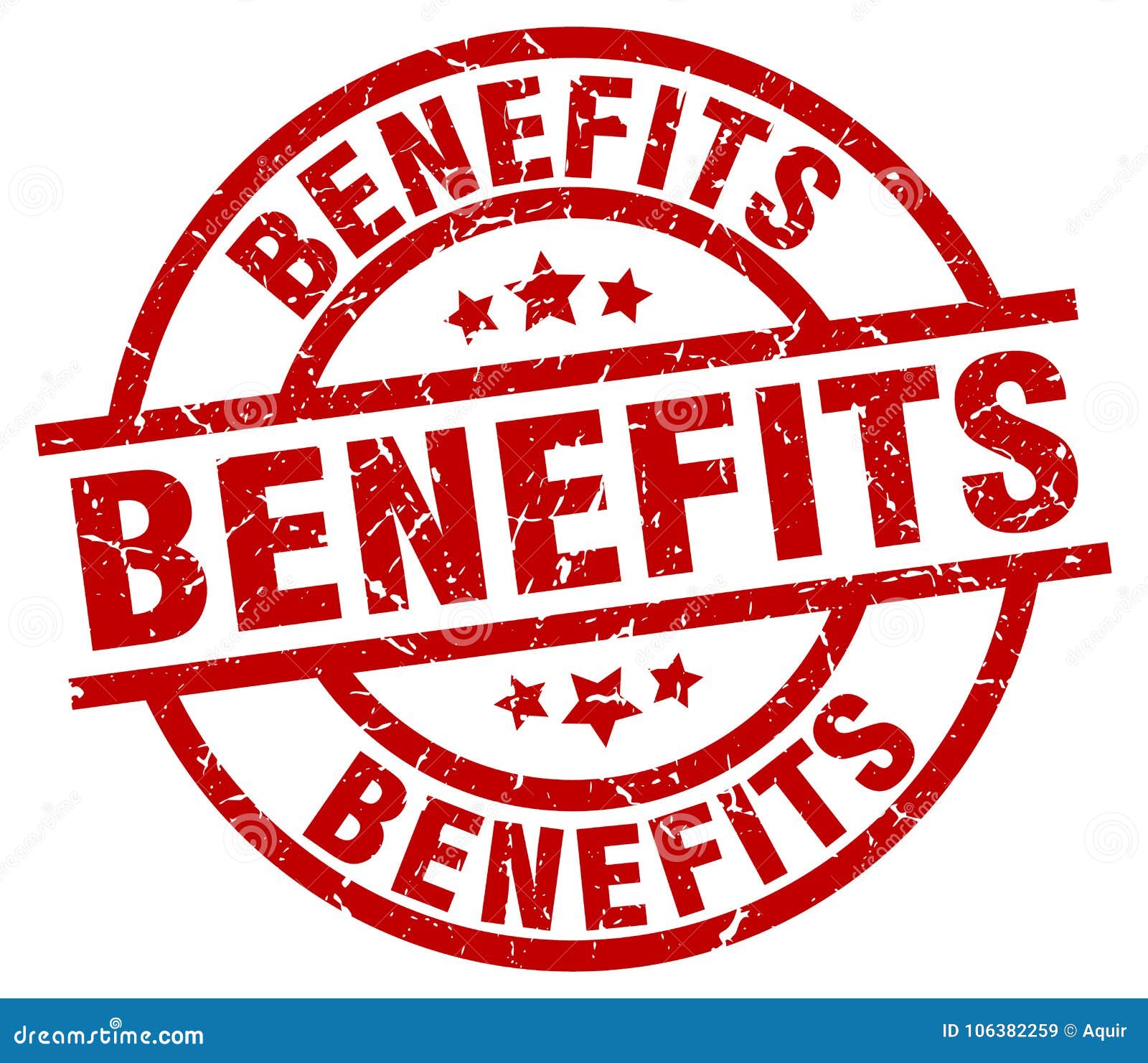 Benefits stamp stock vector. Illustration of seal, stamp - 106382259