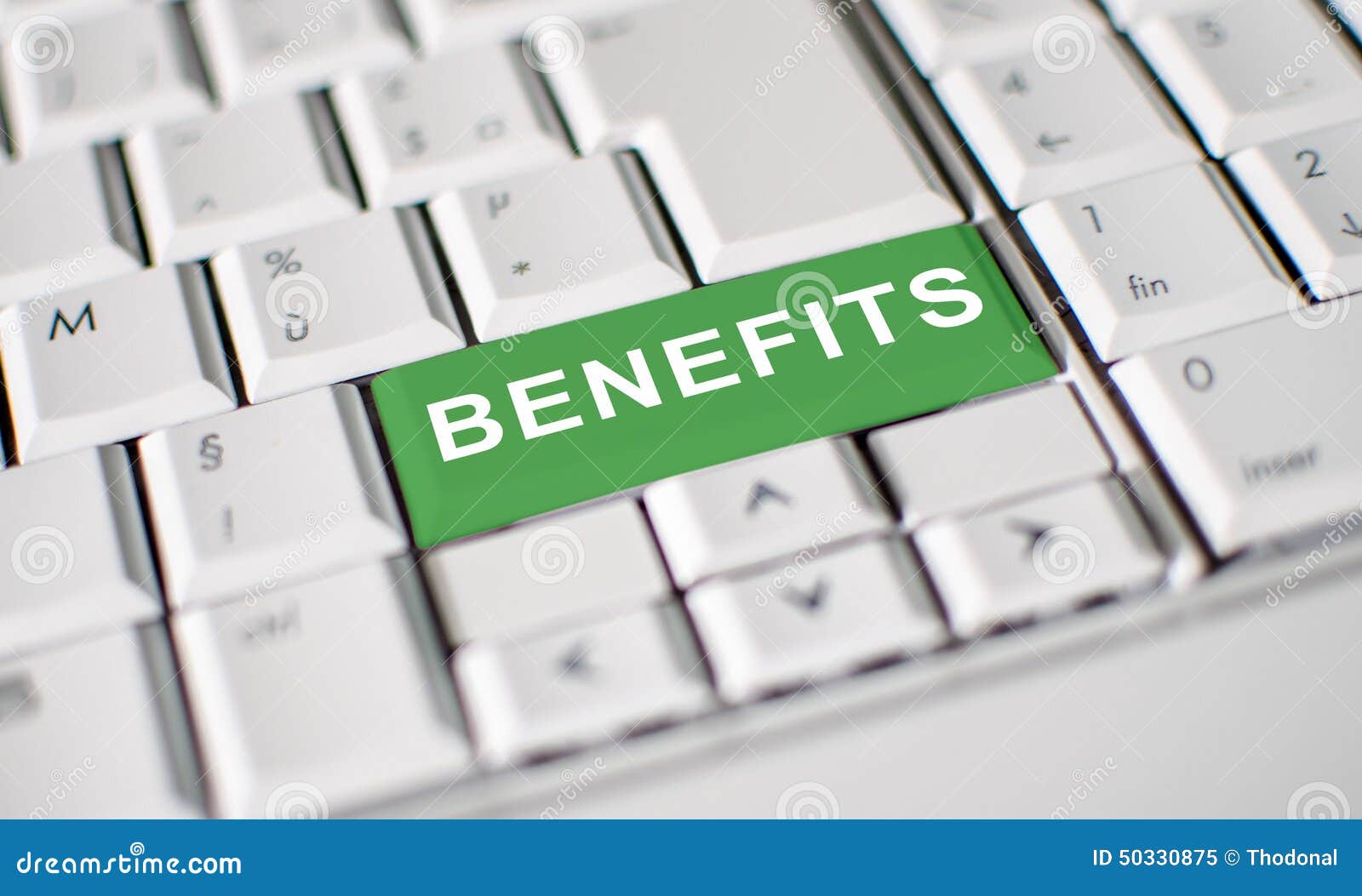 Benefits Key on Laptop Keyboard Stock Image - Image of development ...