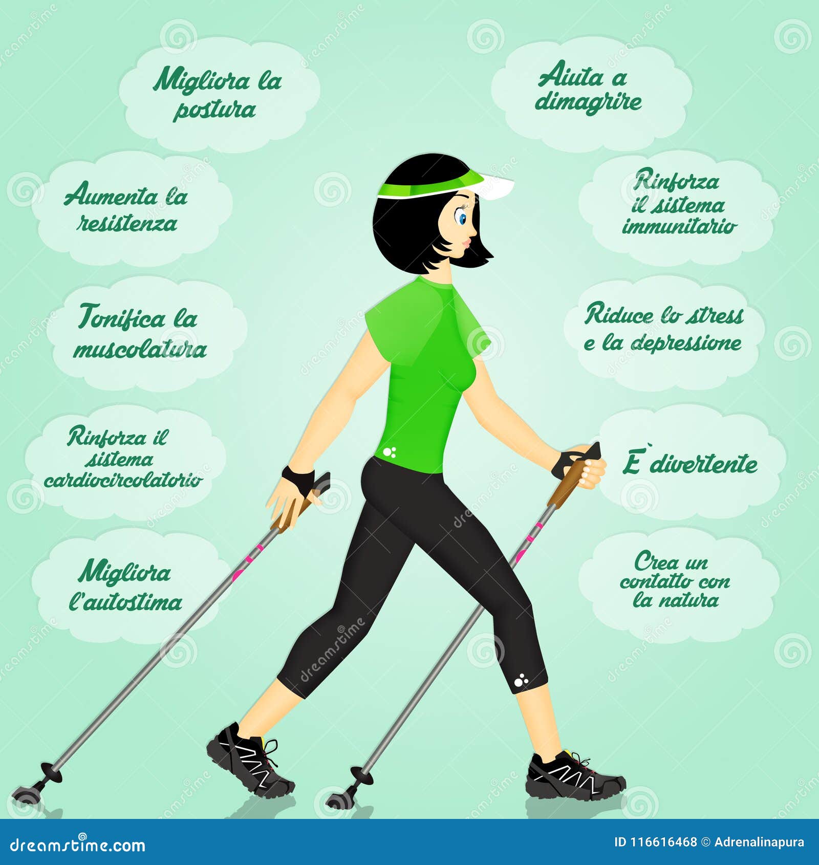 Benefits for Nordic Walking Stock Illustration - Illustration of sport ...