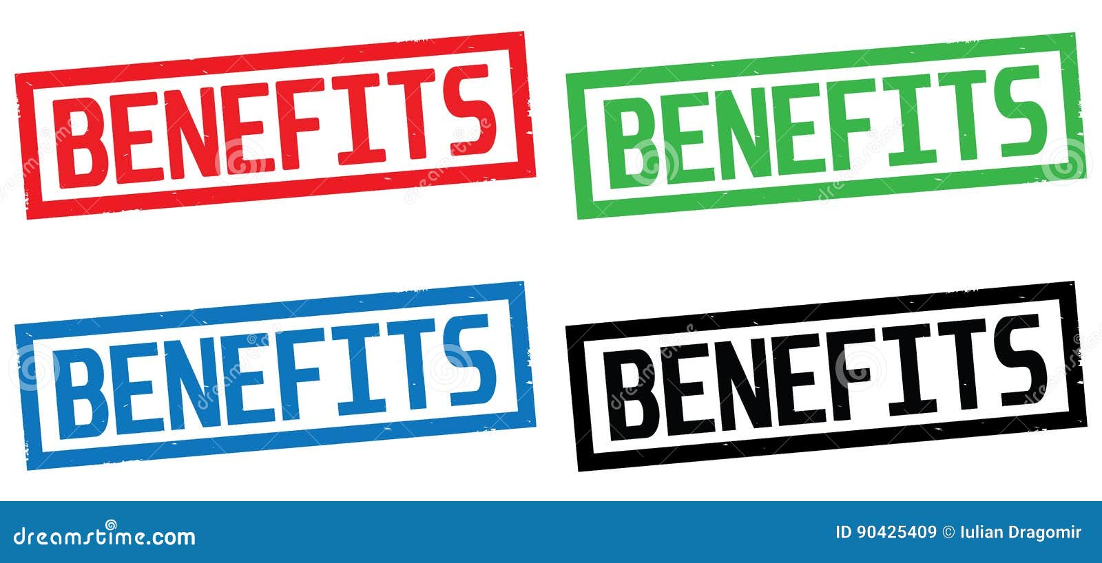 BENEFITS Text, on Rectangle Border Stamp Sign. Stock Illustration ...