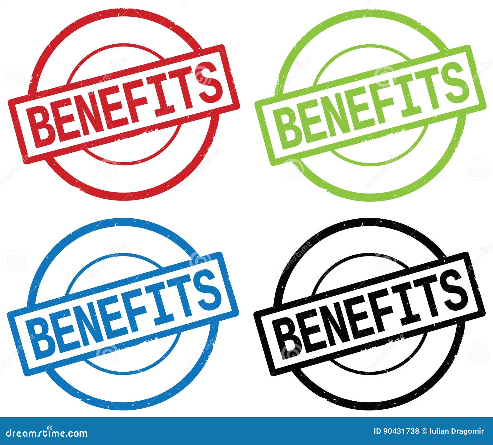 BENEFITS Text, on Round Simple Stamp Sign. Stock Illustration ...