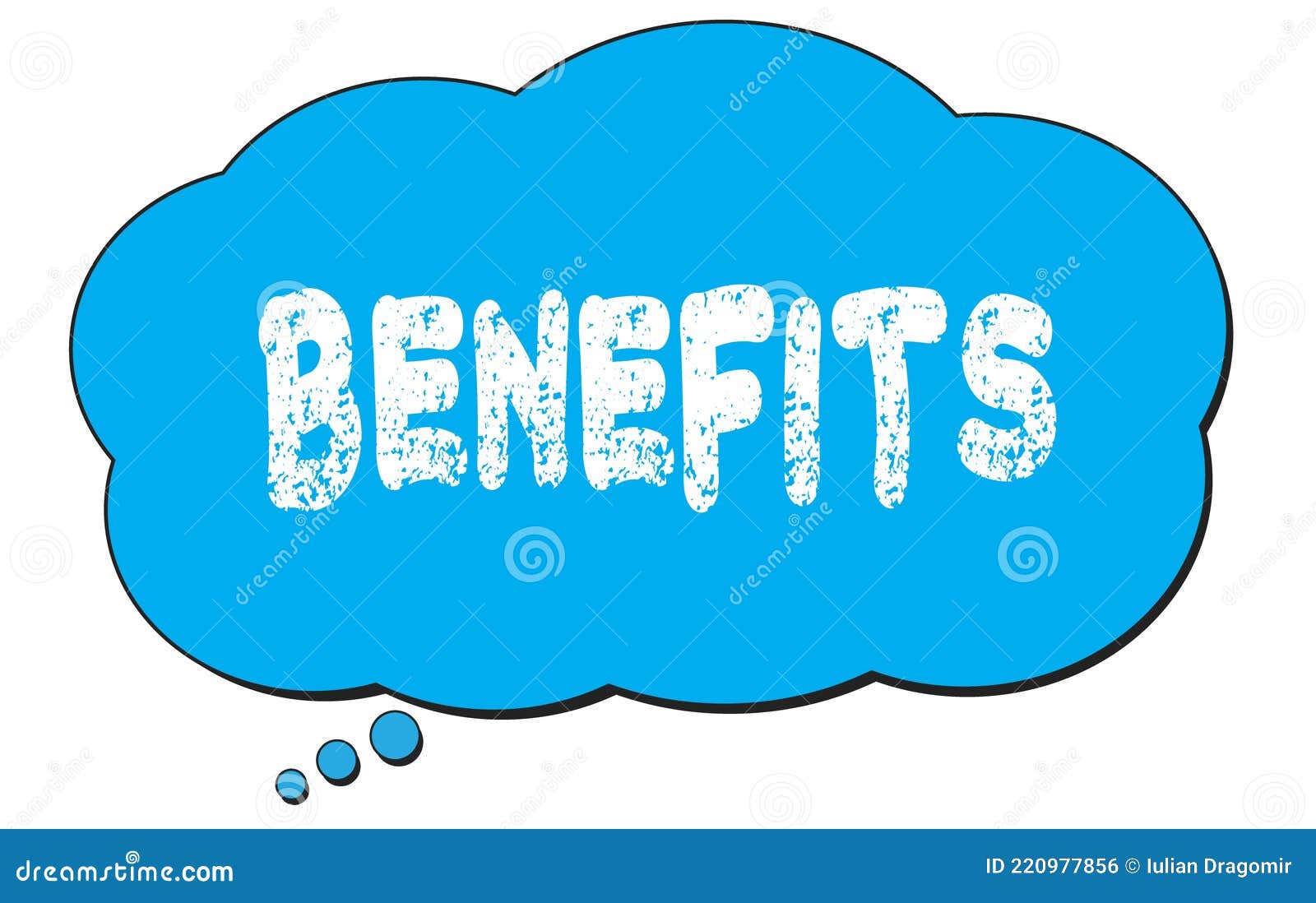 BENEFITS Text Written on a Blue Thought Bubble Stock Illustration ...