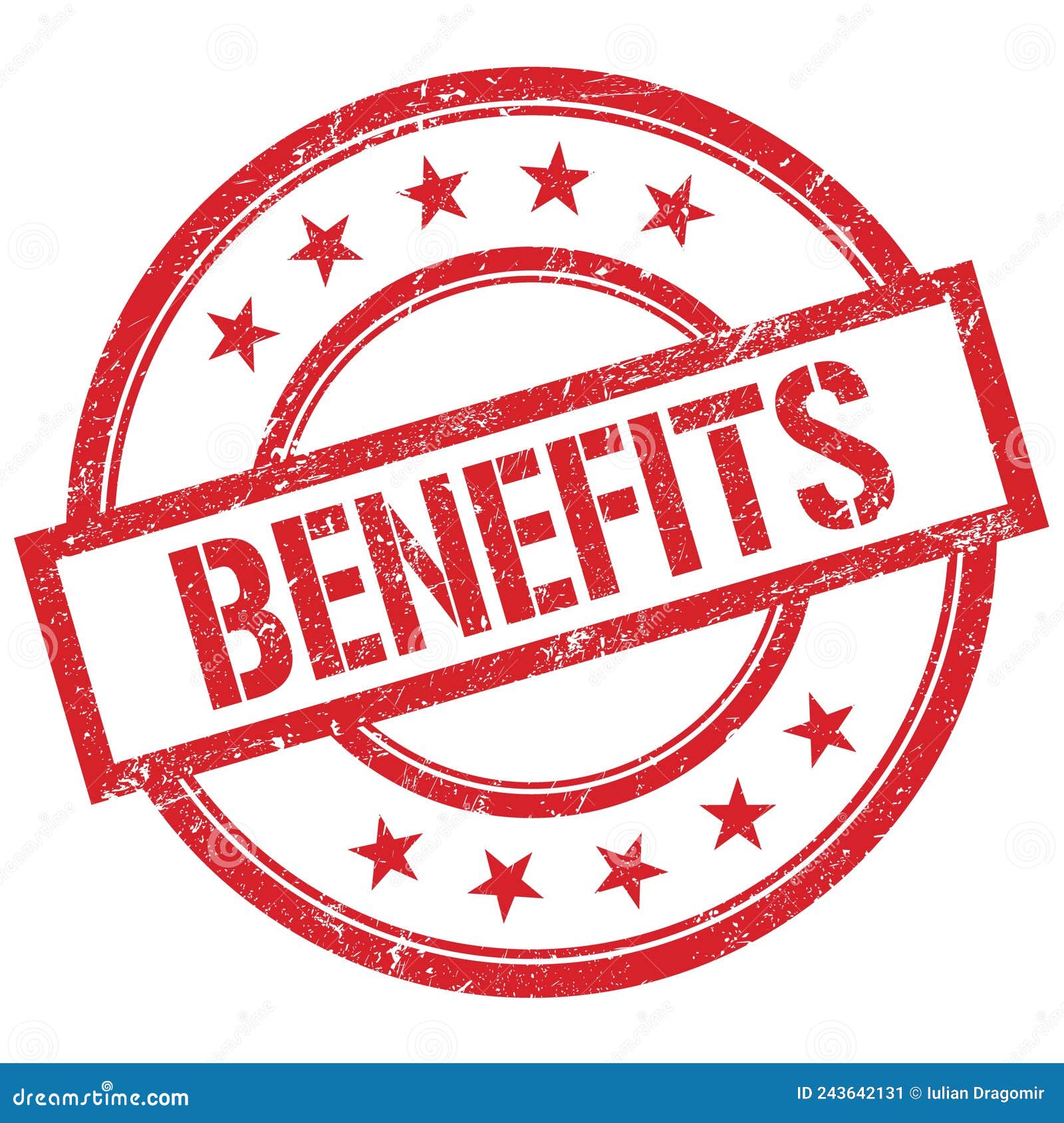 BENEFITS Text Written on Red Vintage Stamp Stock Illustration ...