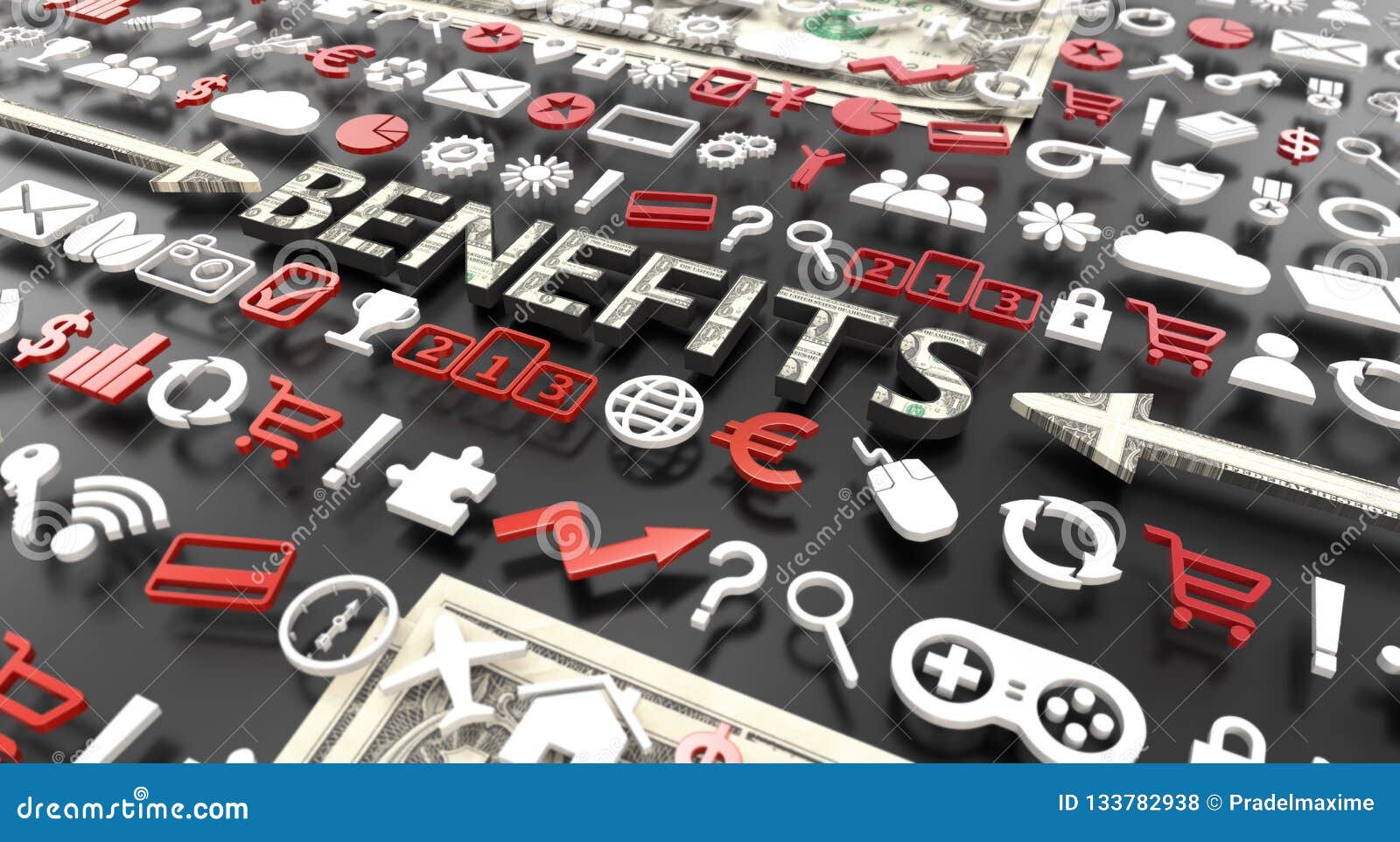 `benefits` Word with 3d Icons Stock Illustration - Illustration of gain ...