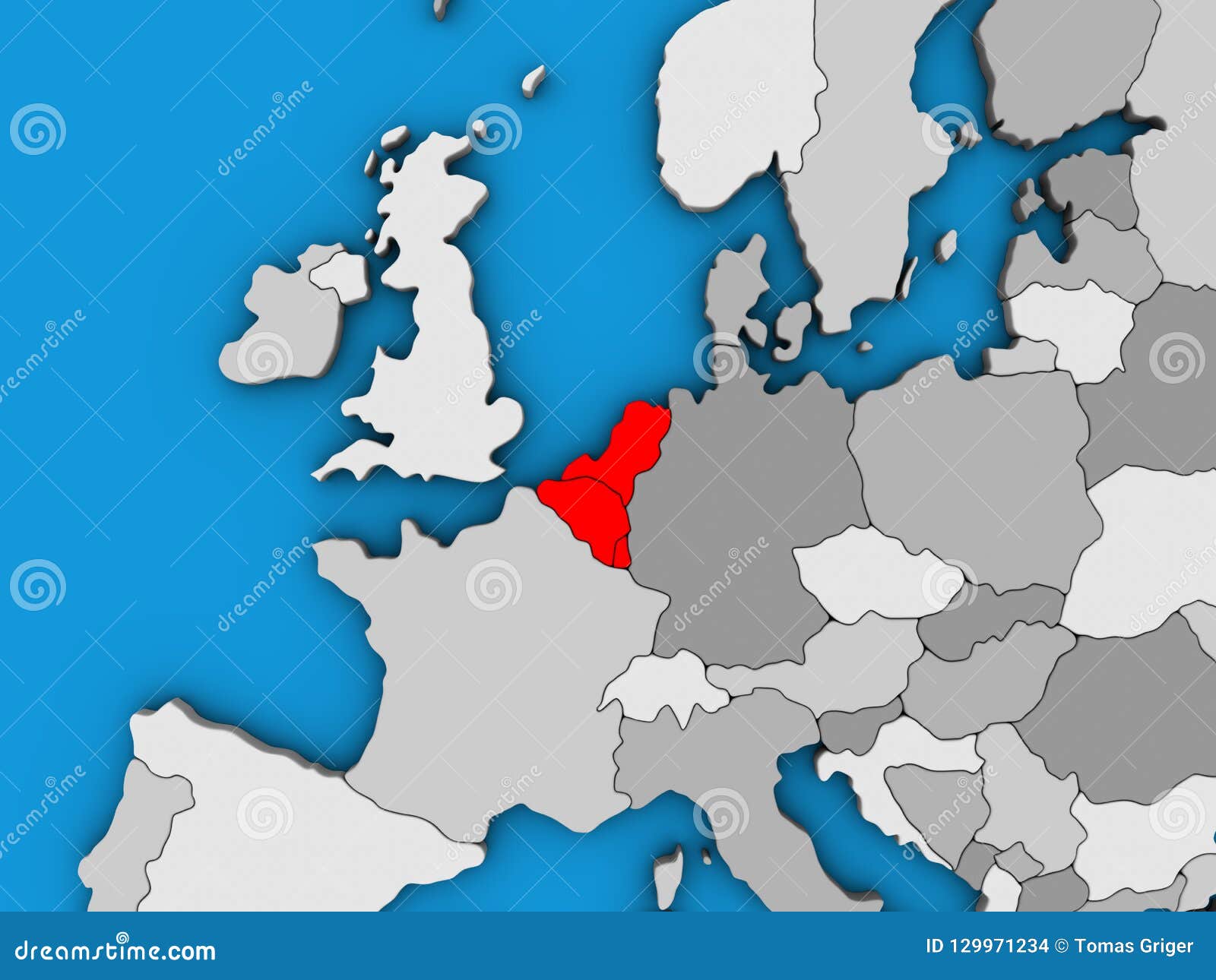 Benelux Union on 3D map stock illustration. Illustration of members ...
