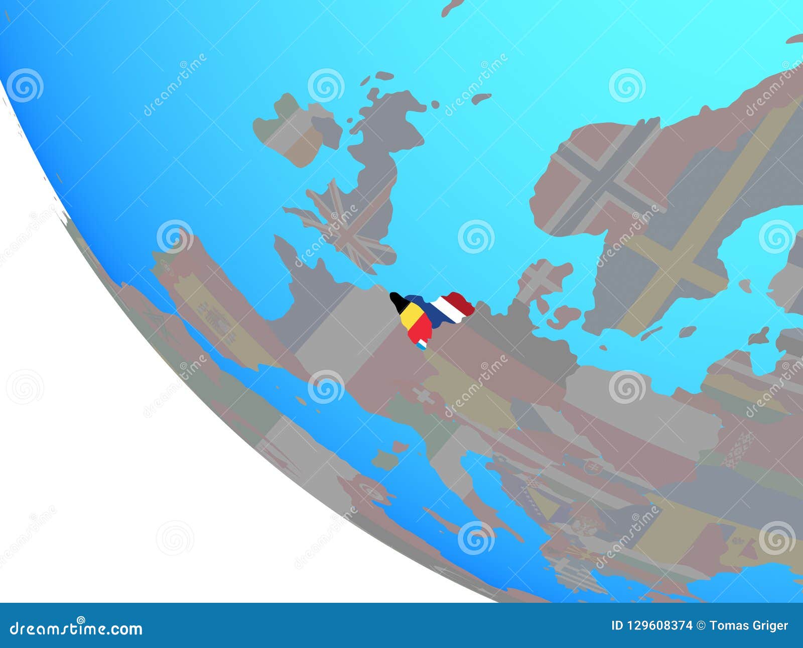 Benelux Union with Flags on Globe Stock Illustration - Illustration of ...