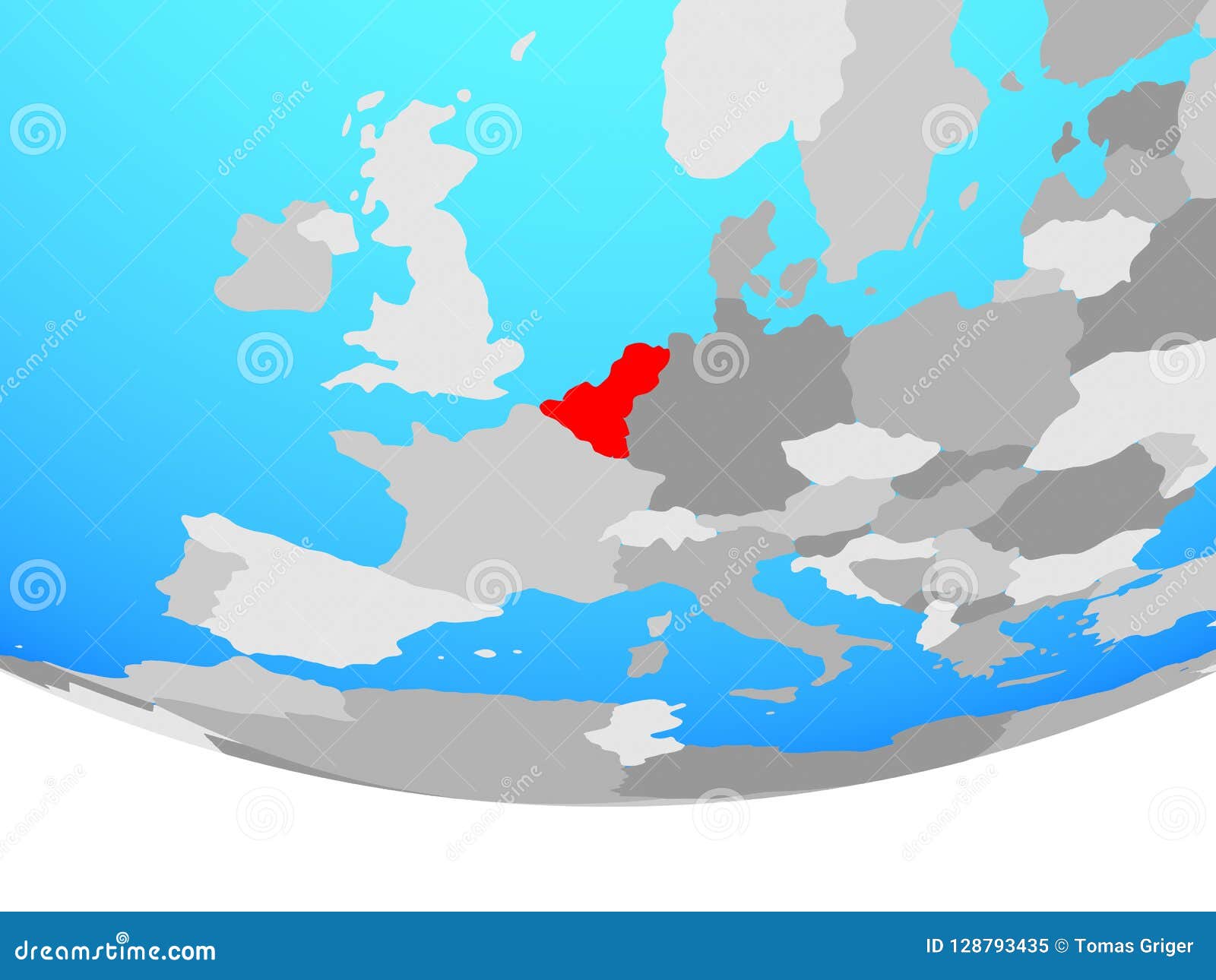 Benelux Union on globe stock illustration. Illustration of render ...