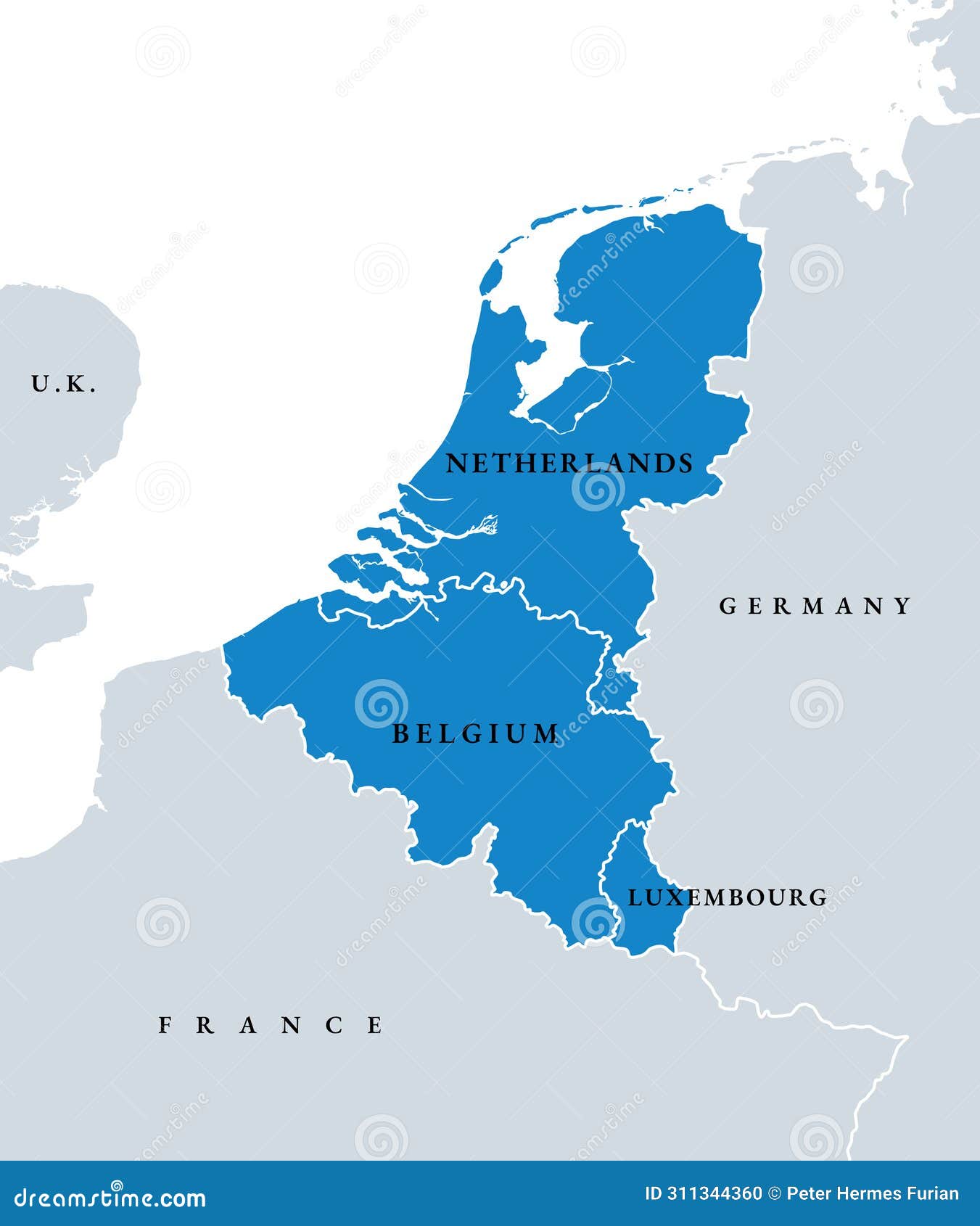 Benelux Union Countries, Belgium, Netherlands, and Luxembourg ...