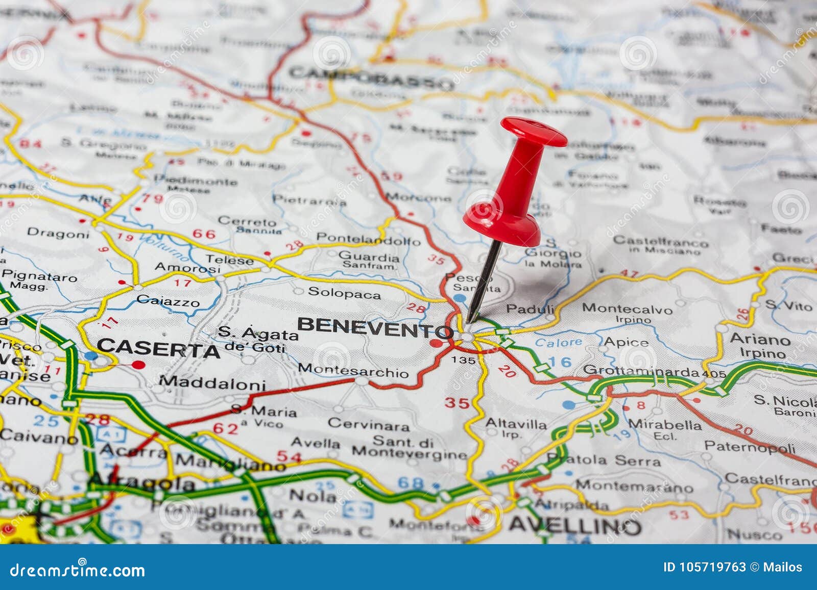 Benevento Pinned on a Map of Italy Stock Image - Image of direction ...