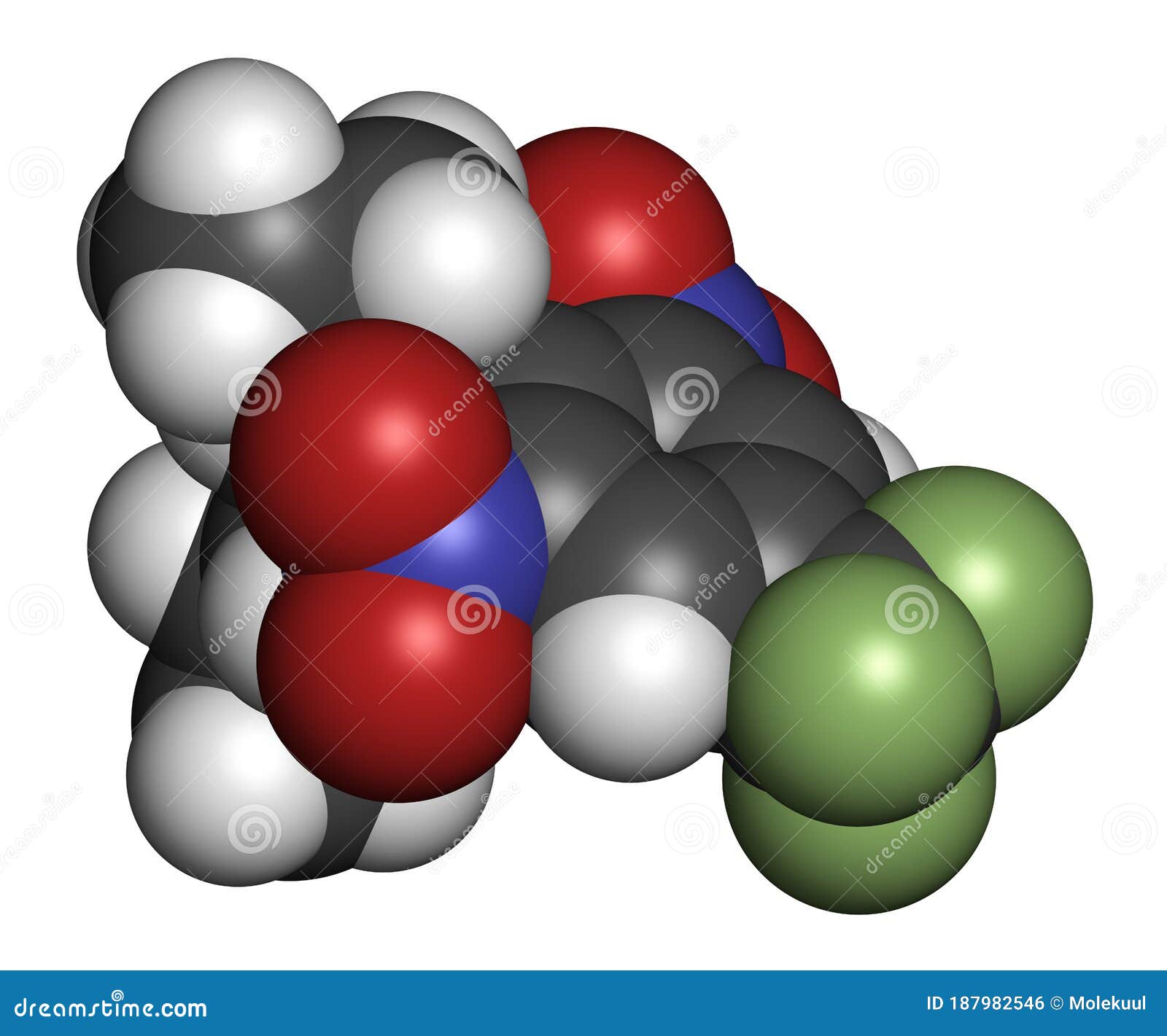 Benfluralin Herbicide Molecule. 3D Rendering. Atoms are Represented As Spheres with Conventional ...