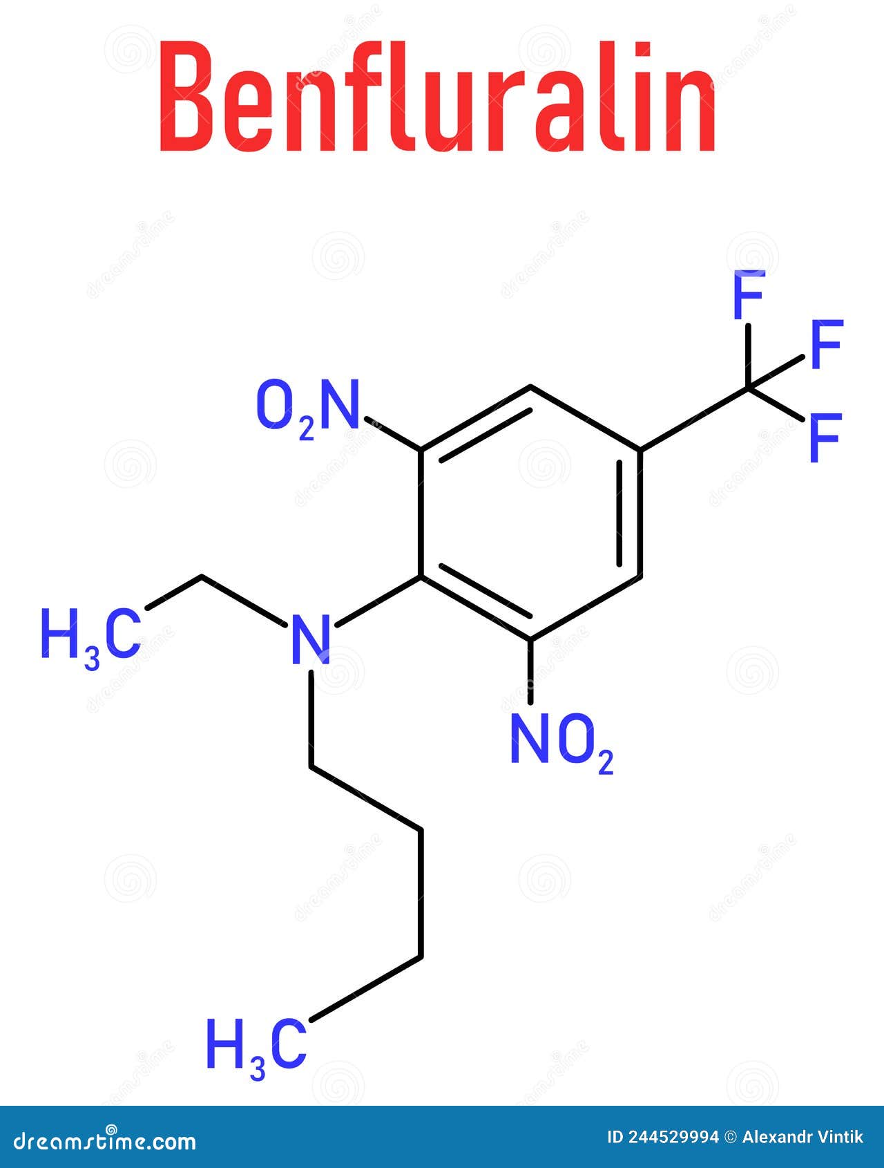 Benfluralin Herbicide Molecule. Skeletal Formula Stock Vector - Illustration of root, fluorine ...