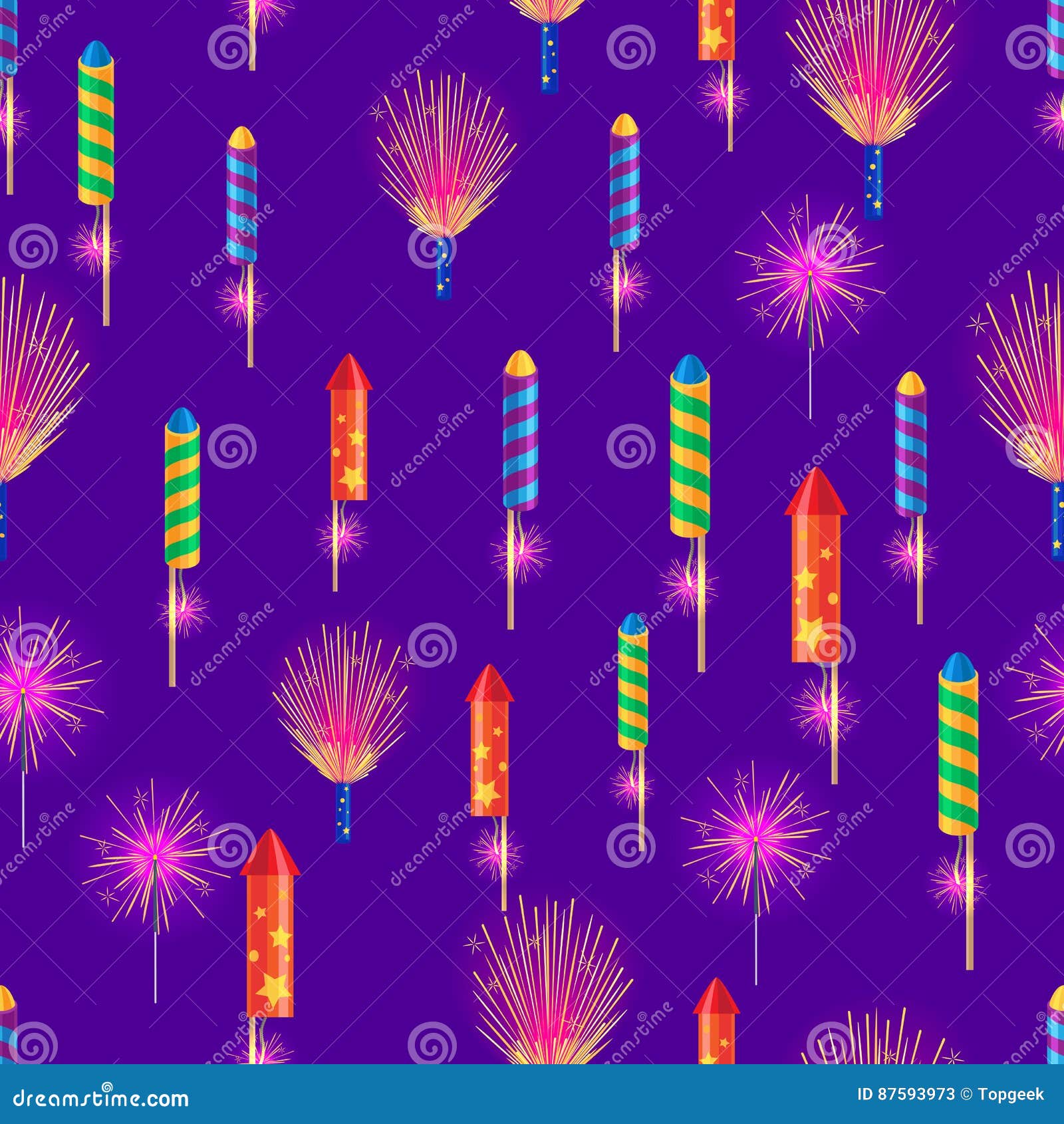 Bengal Fires, Colorful Rockets, Sparkler Fireworks Stock Vector ...