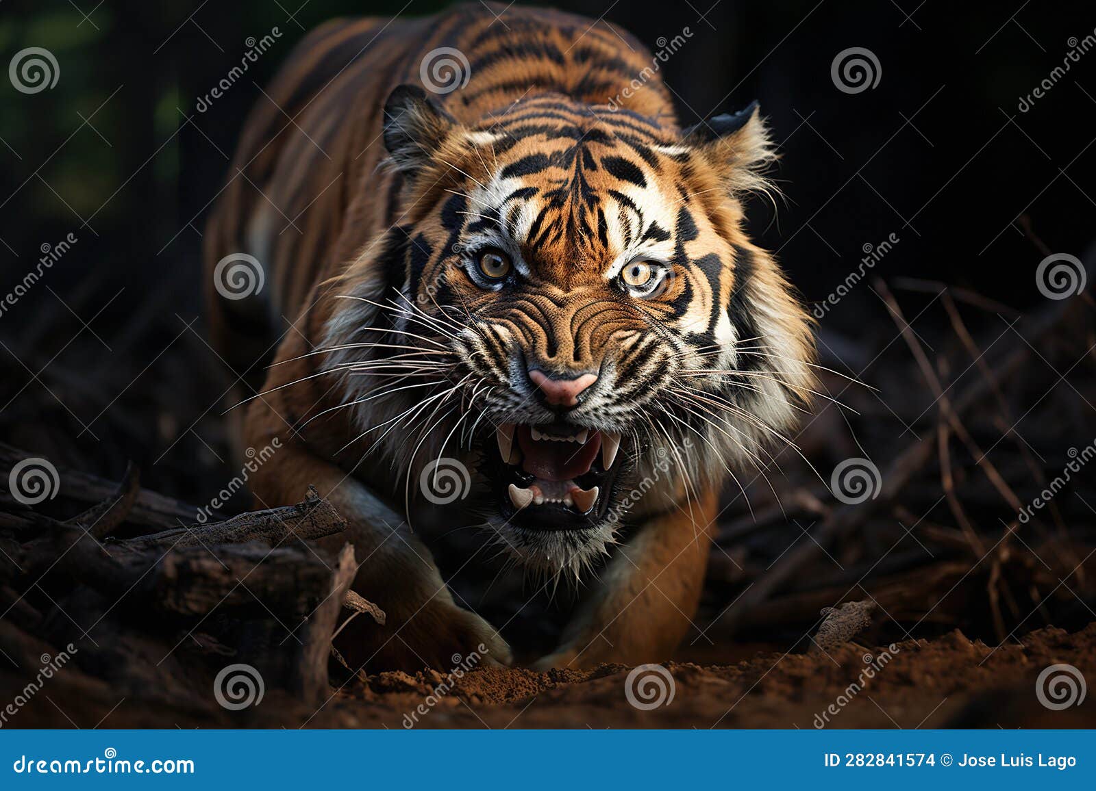 Closeup of an Angry Bengal Tiger Stock Illustration - Illustration of ...