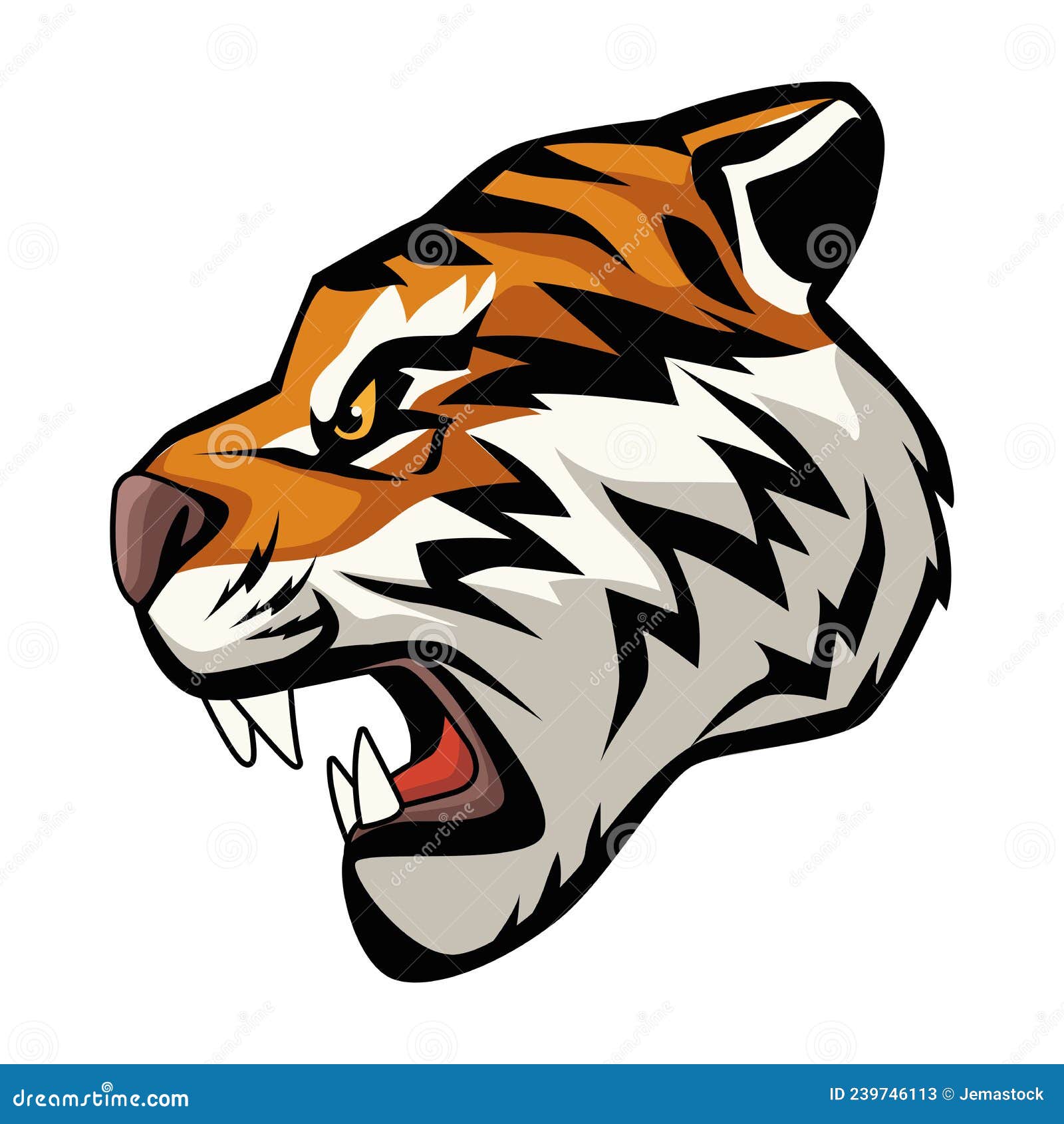 Bengal tiger profile head stock vector. Illustration of wild - 239746113