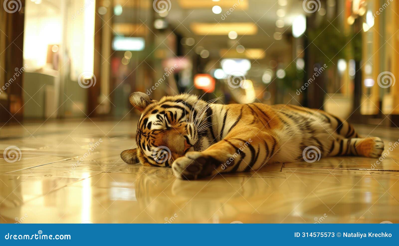 Bengal Tiger is Resting in a Mall. Stock Image - Image of predator ...