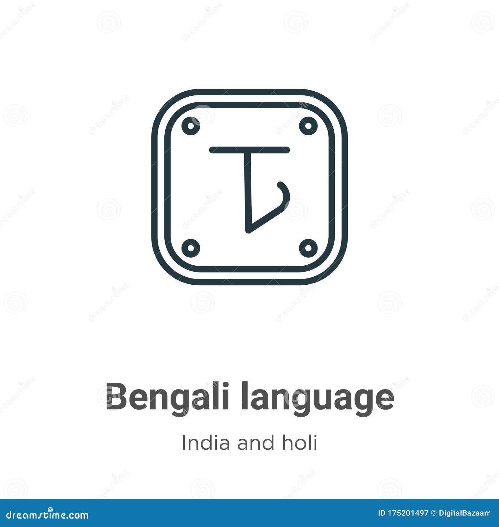 Bengali Language Outline Vector Icon. Thin Line Black Bengali Language ...