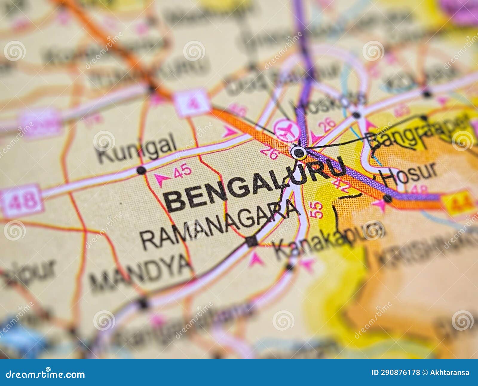Bengaluru on a Map of India with Blur Effect Stock Photo - Image of ...