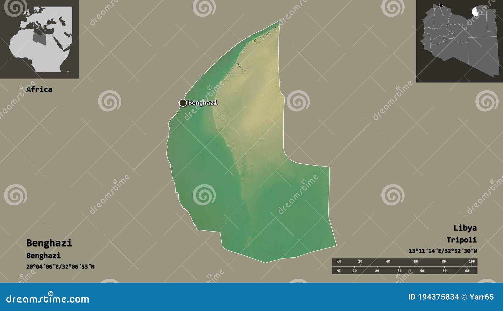 Benghazi, District of Libya,. Previews. Relief Stock Illustration ...