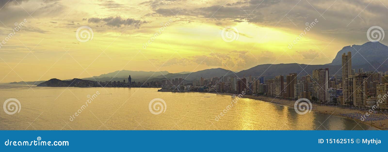 Benidorm Panorama at Sunset Stock Image - Image of night, horizon: 15162515