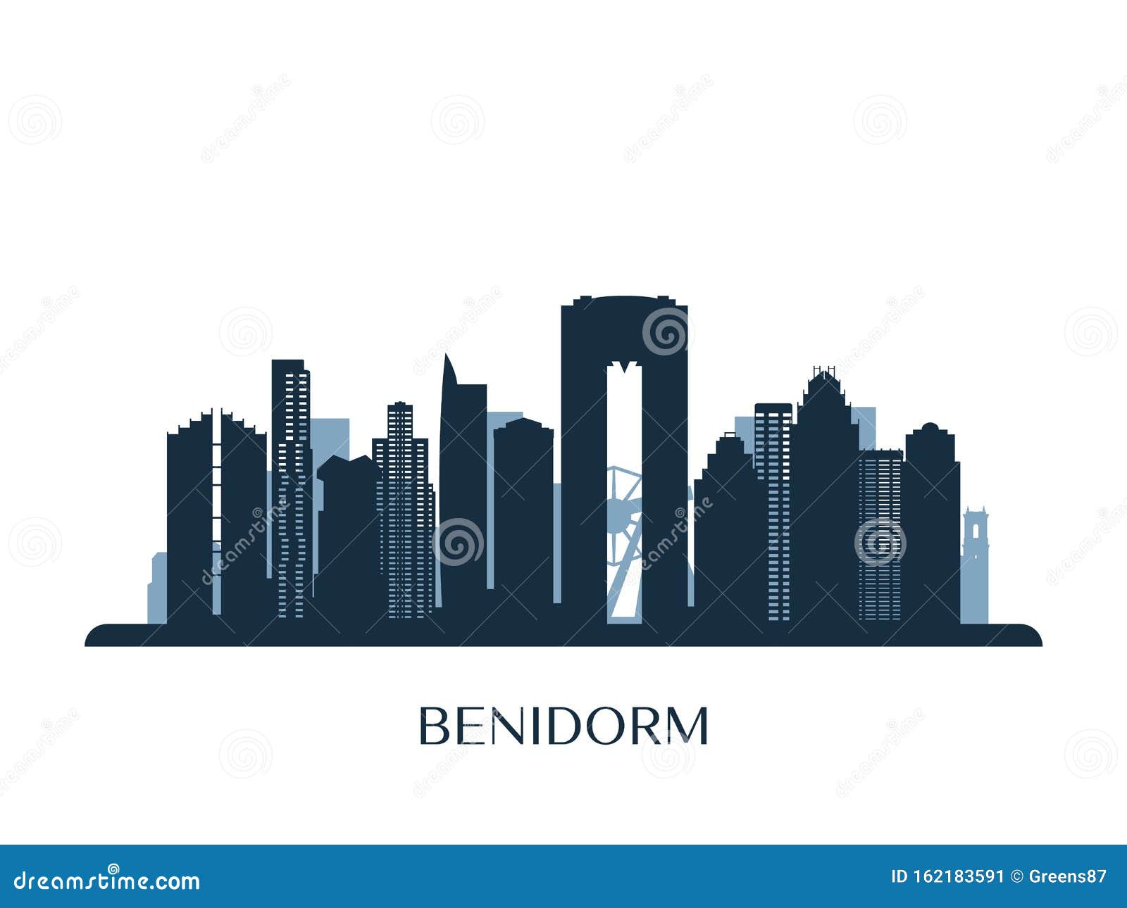Benidorm Skyline Horizontal Banner. Vector Illustration | CartoonDealer ...