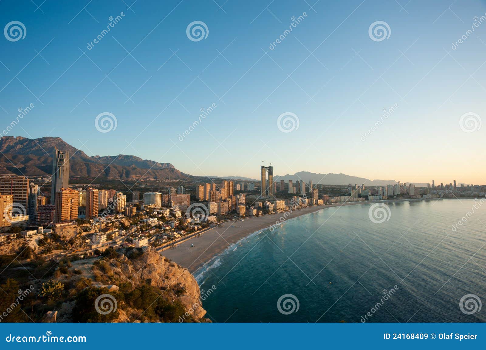 Benidorm at sunrise stock image. Image of touristic, alicante - 24168409