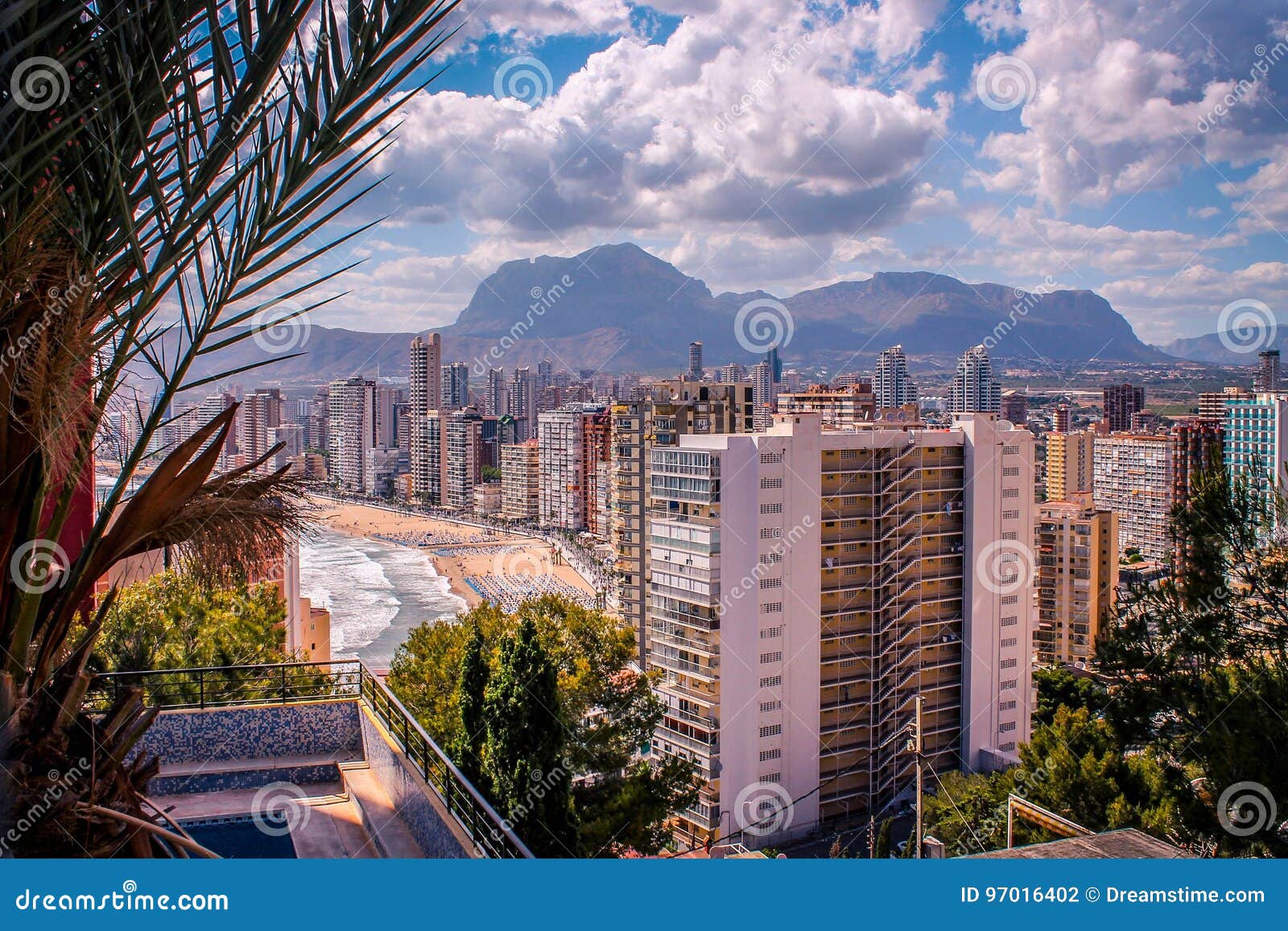 Benidorm. View From A Frontline Skyscraper Inland From The Coast And ...