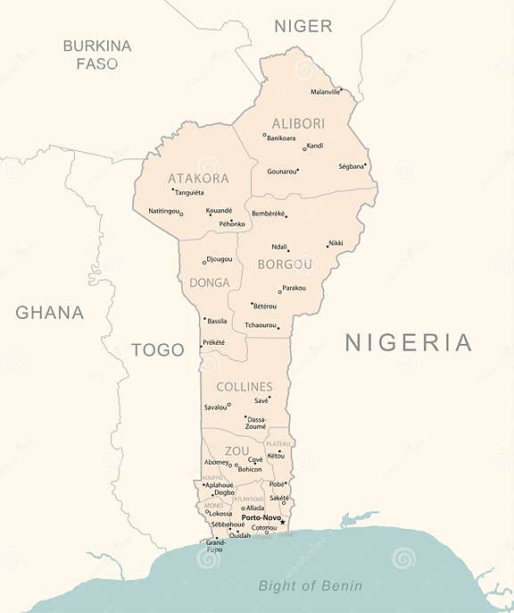 Benin - Detailed Map with Administrative Divisions Country Stock ... Benin - Detailed Map with Administrative Divisions Country Stock ...