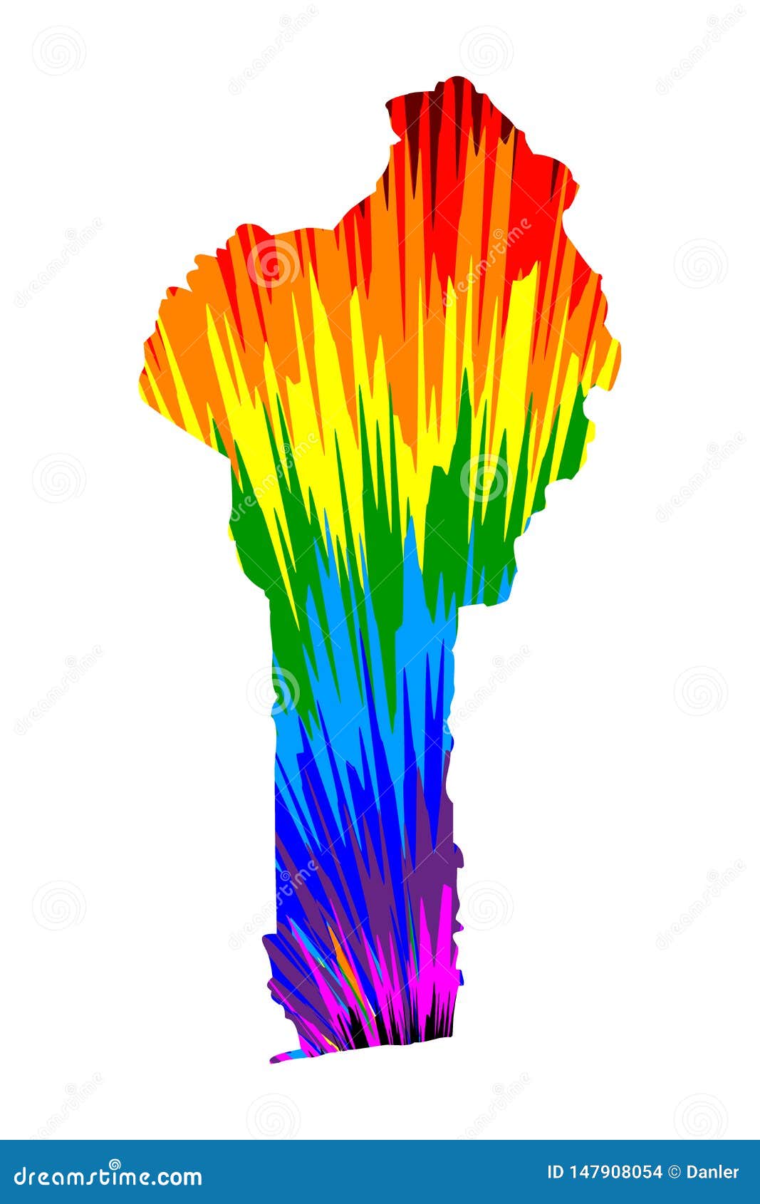 Benin Map Is Designed Rainbow Abstract Colorful Pattern Republic Of