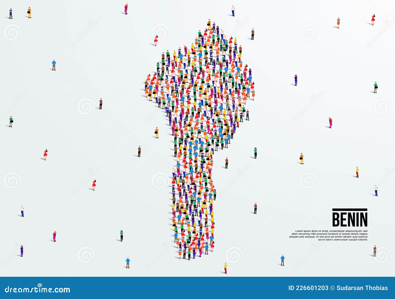 Benin Map. Large Group of People Form To Create a Shape of Benin Map ...