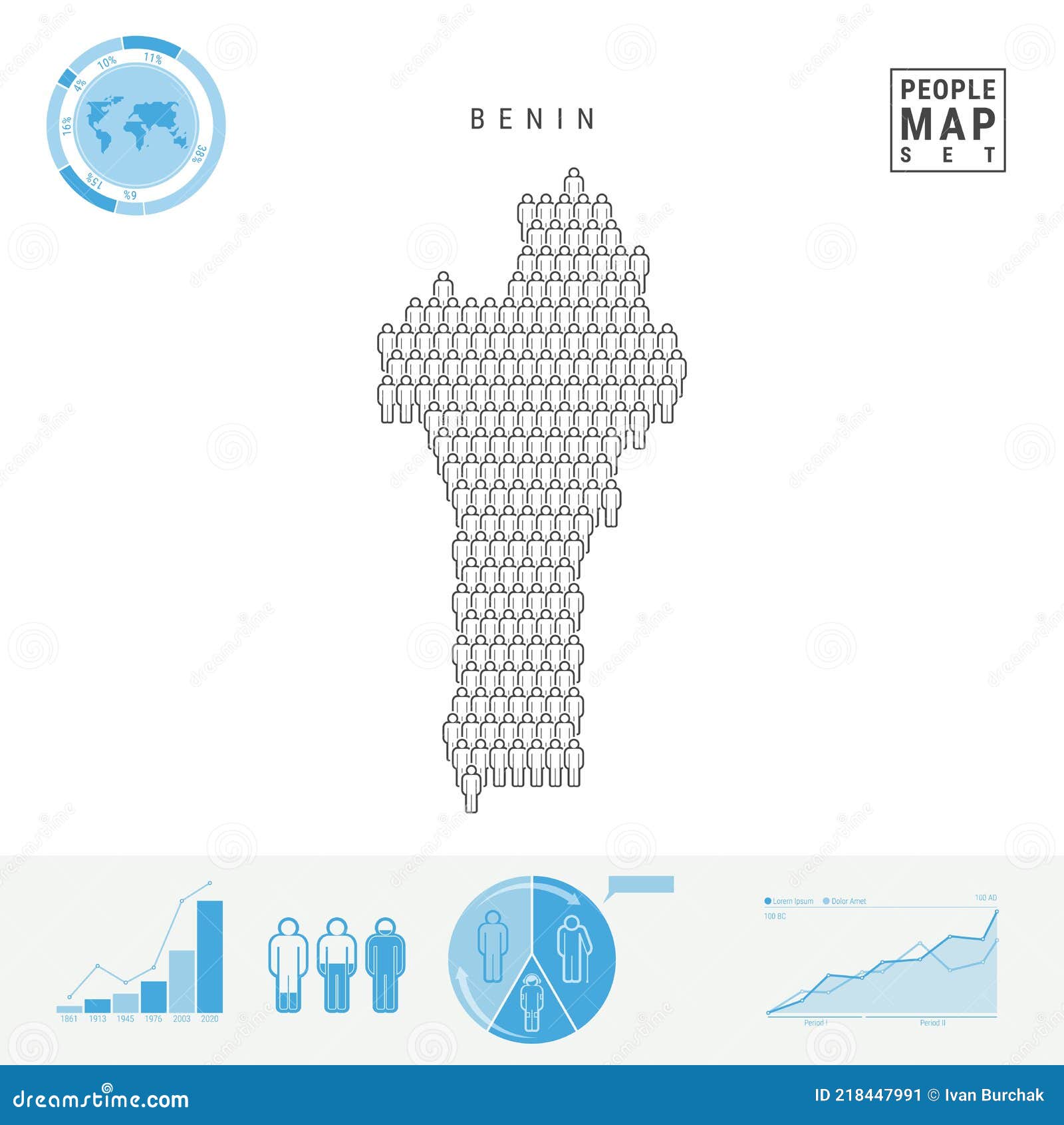 Benin People Icon Map. Stylized Vector Silhouette of Benin. Population ...