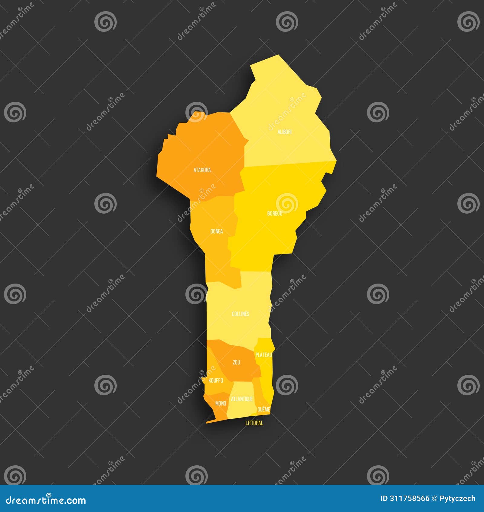 Benin Political Map of Administrative Divisions Stock Vector ... Benin Political Map of Administrative Divisions Stock Vector ...