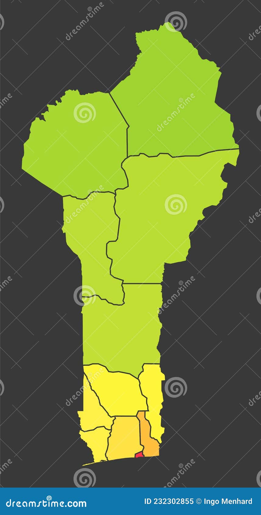 Benin Population Heat Map As Color Density Illustration Stock ...