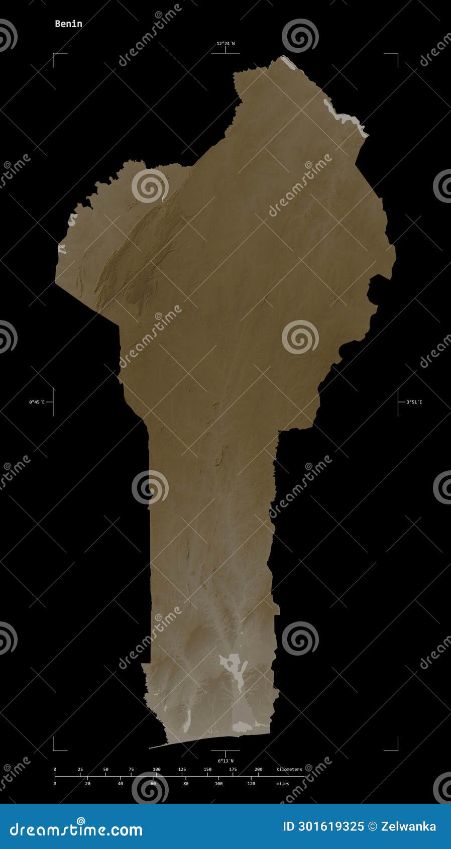 Benin Shape on Black. Sepia Stock Illustration - Illustration of ...