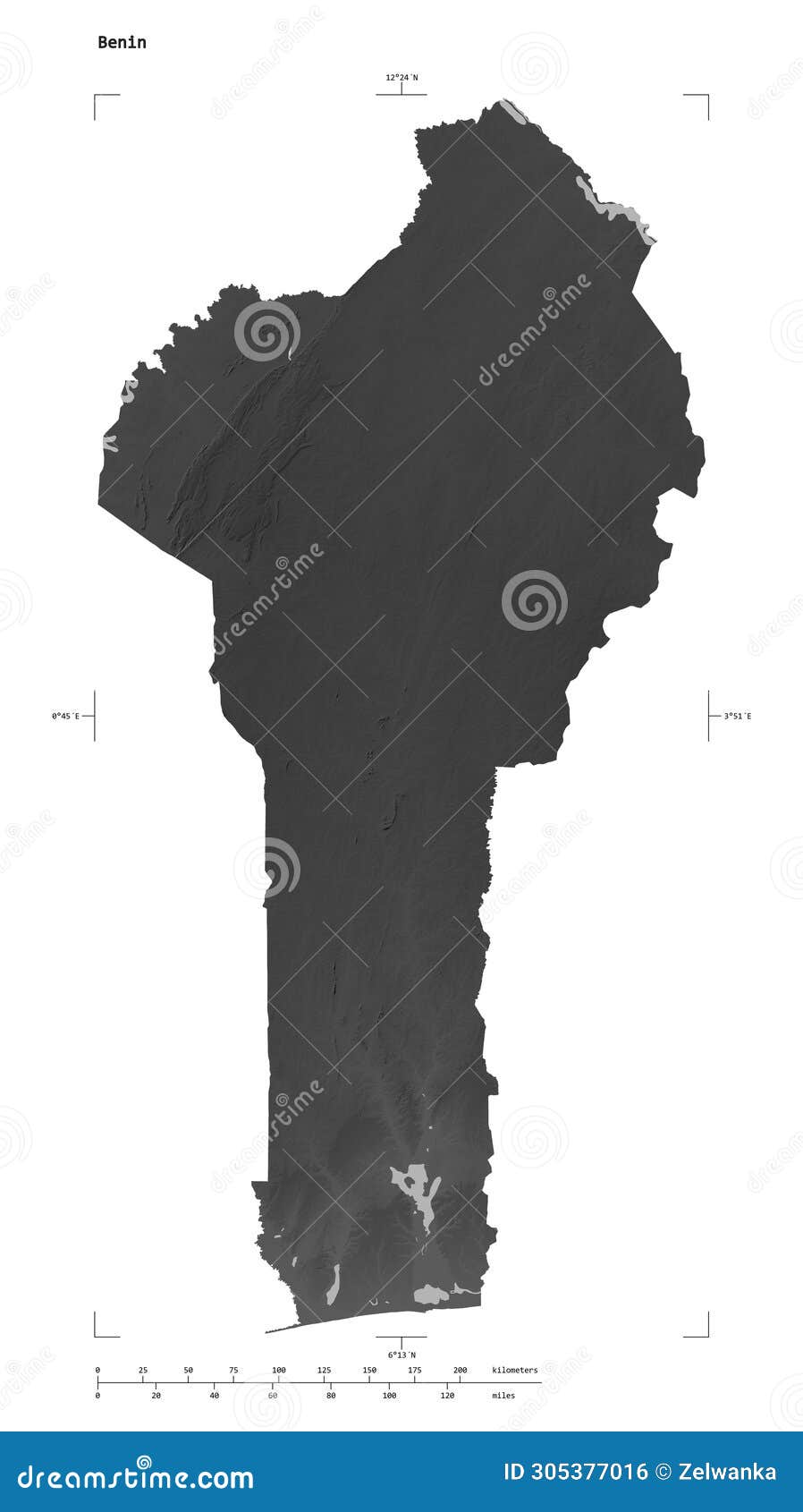 Benin Shape on White. Grayscale Stock Illustration - Illustration of ...
