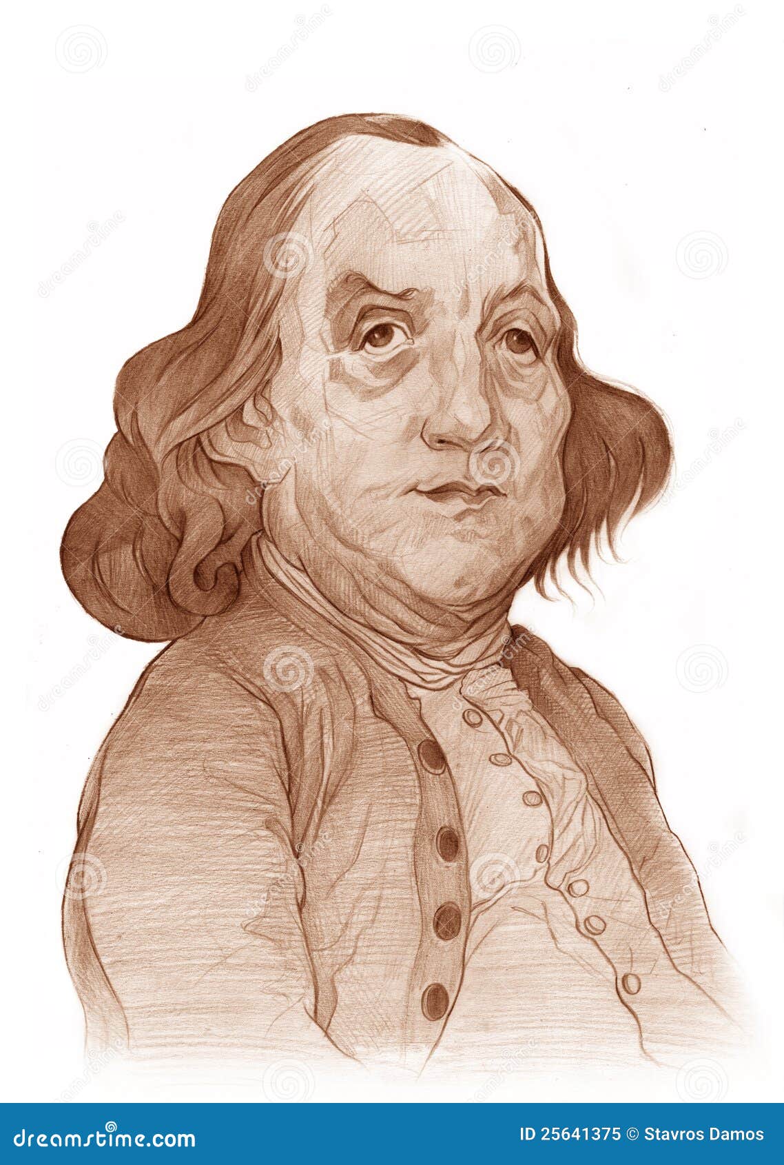Benjamin Franklin Caricature Sketch Editorial Image - Image: 25641375