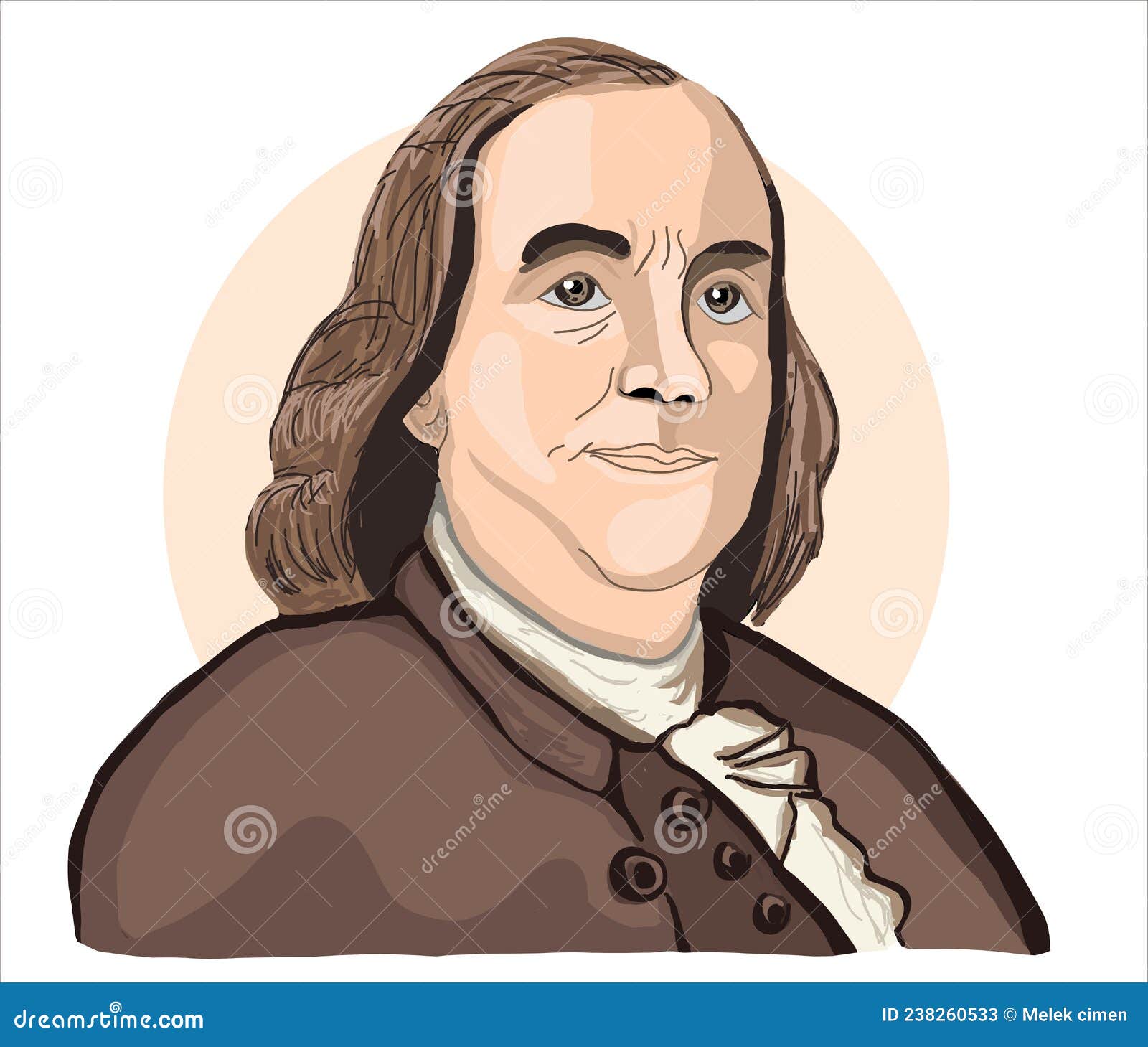 Benjamin Franklin. Hand Drawn Vector Portrait Stock Vector ...