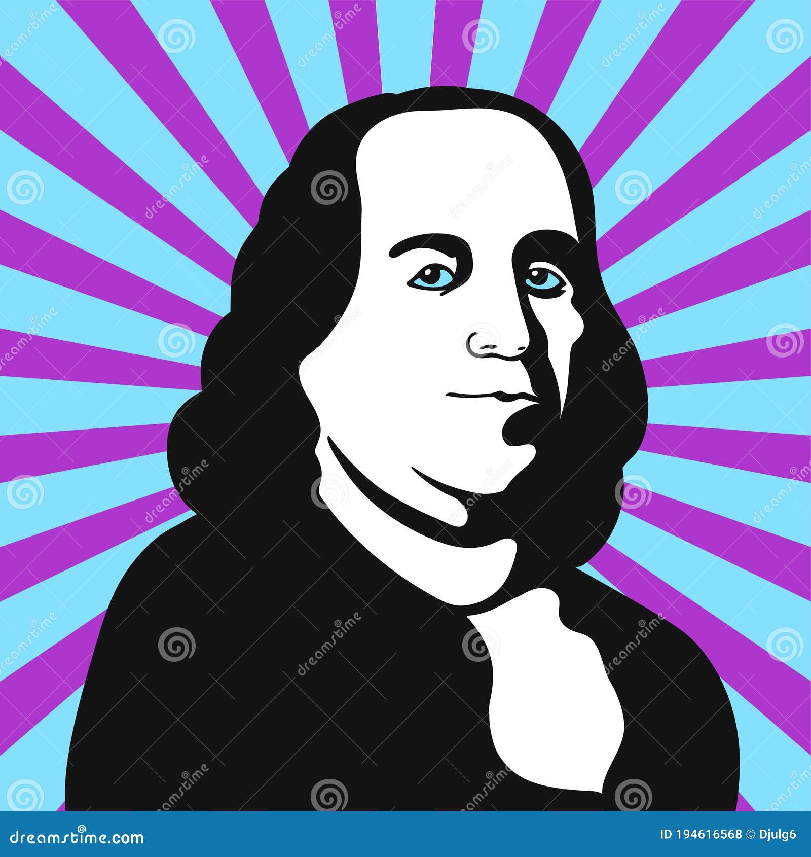 Benjamin Franklin Logo on Bright Striped Background. Vector Editorial ...