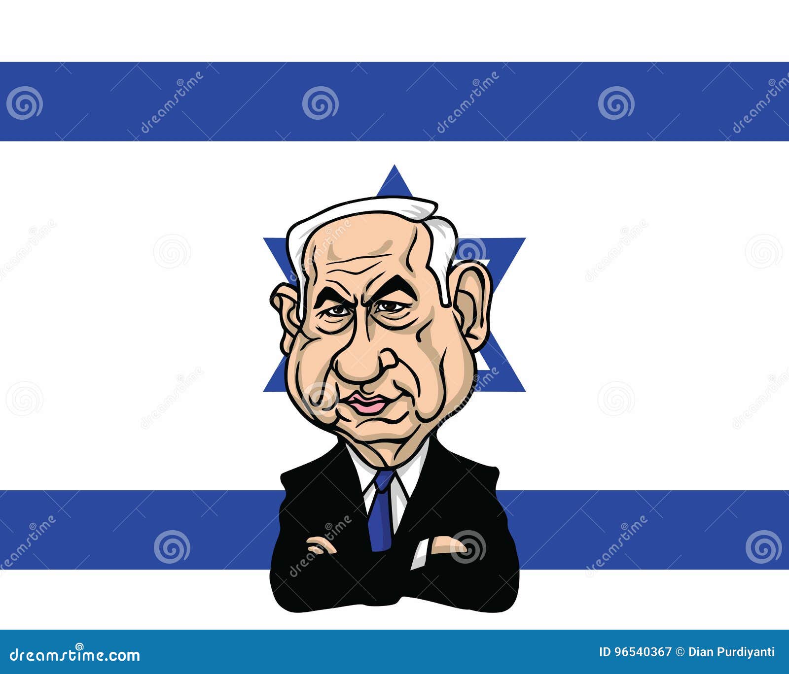 Benjamin Netanyahu Con Progettazione Di Israel Flag Background ...