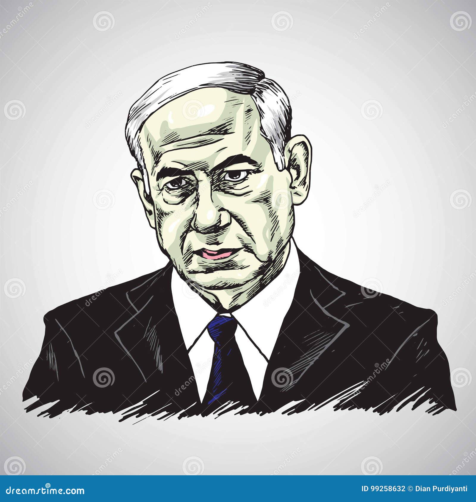 Benjamin Netanyahu, Prime Minister of Israel Illustration Vector Design ...