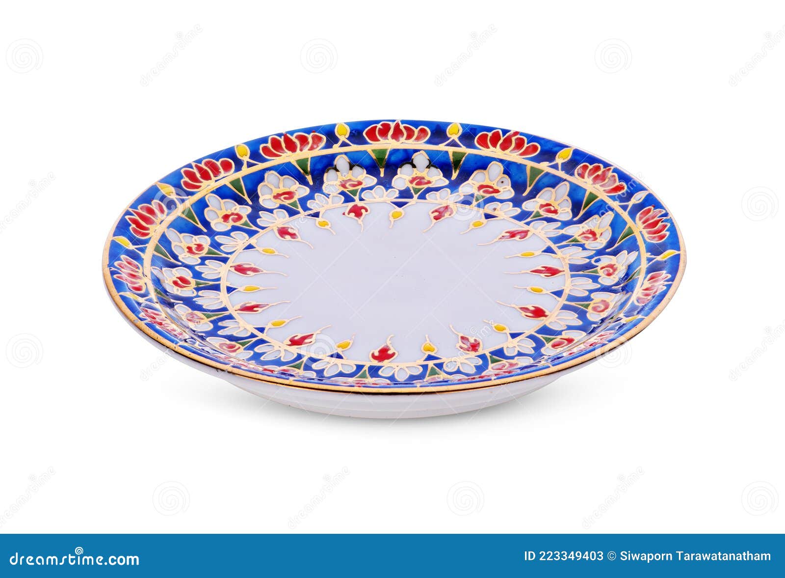 Benjarong Plate Isolated on White Background Stock Image - Image of ...